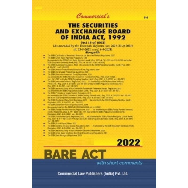 Commercial's The Securities & Exchange Board of India Act, 1992 Bare ...