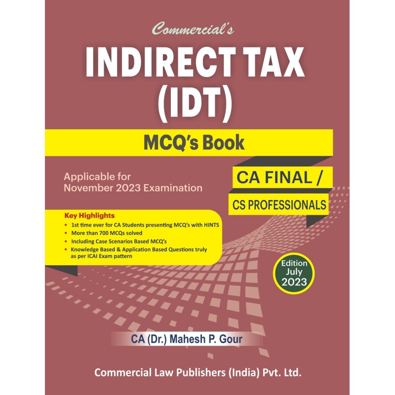 Commercial's Indirect Tax (IDT) MCQs Book for CA Final/CS Professional ...