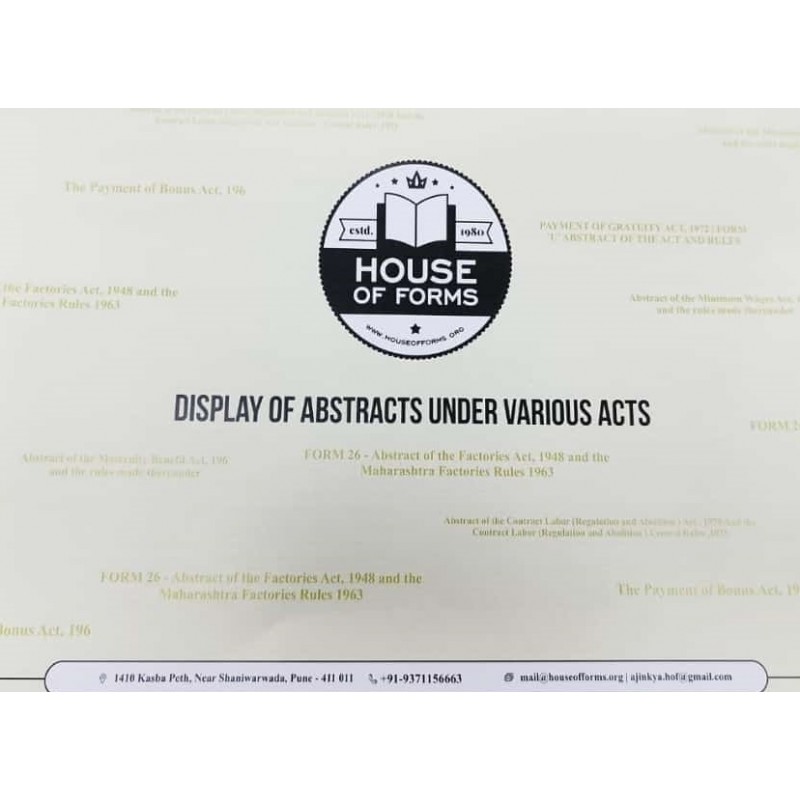 House of Forms Display of Abstracts under Various Acts