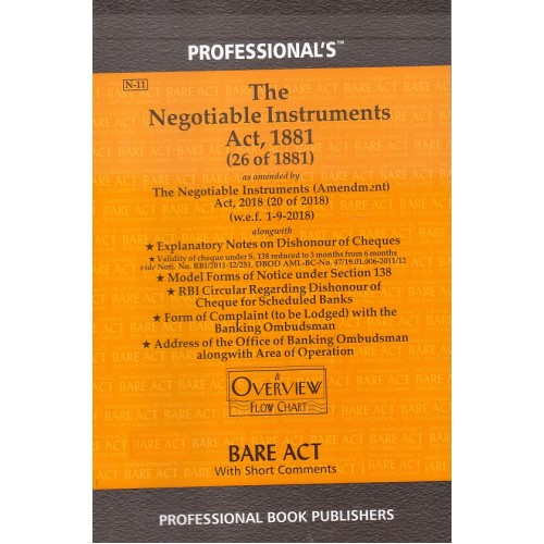 Professional's The Negotiable Instruments Act, 1881 Bare Act