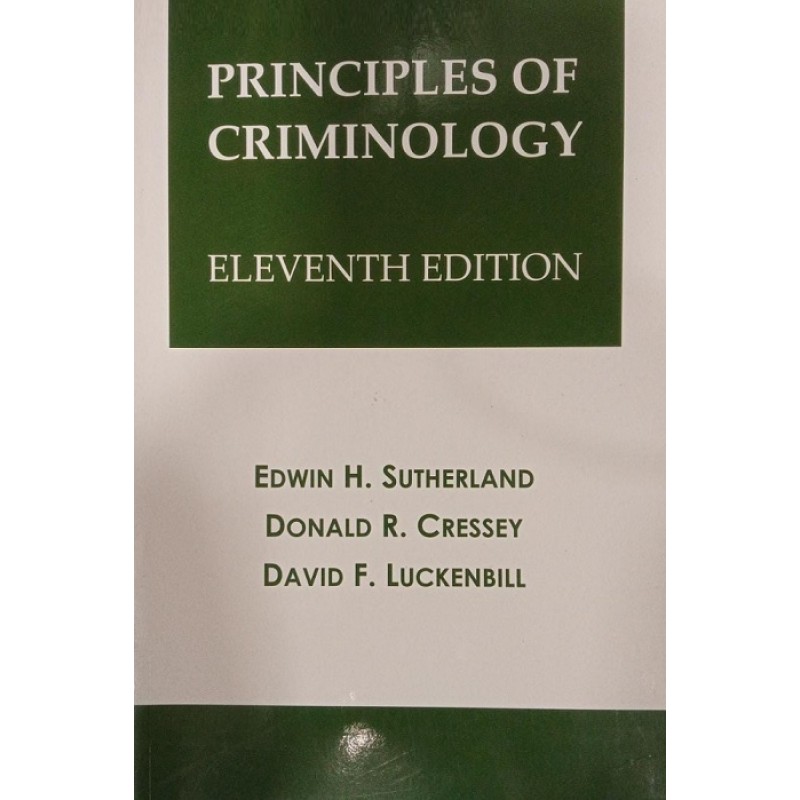 Satyam Law International's Principles of Criminology by Edwin H ...