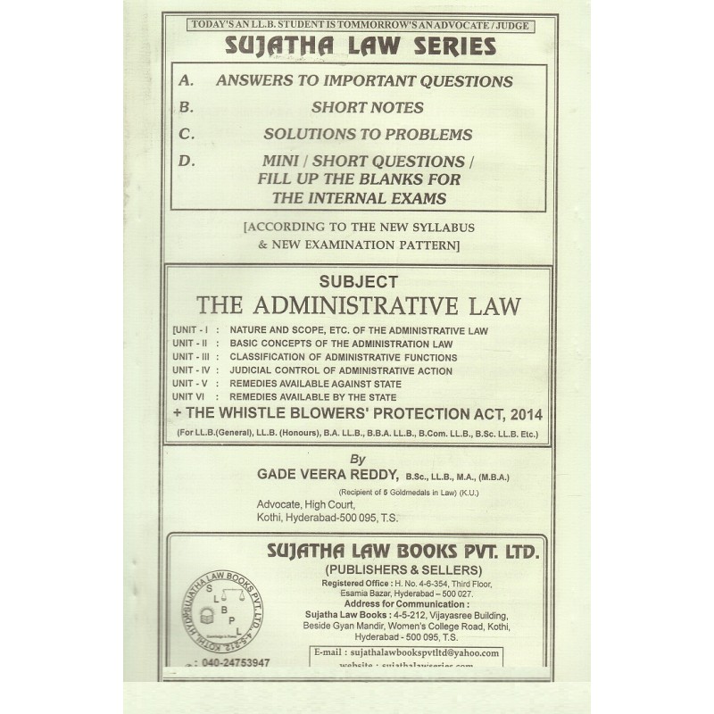 Sujatha's Administrative Law Notes for B.S.L & L.L.B by Gade Veera ...