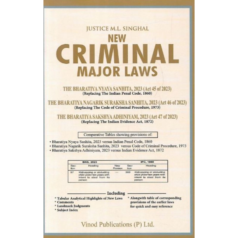 Vinod Publication's New Criminal Major Laws by M. L. Singhal ...