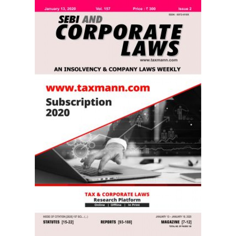 Taxmann's SEBI & Corporate Laws (A Fortnightly Journal) 2022